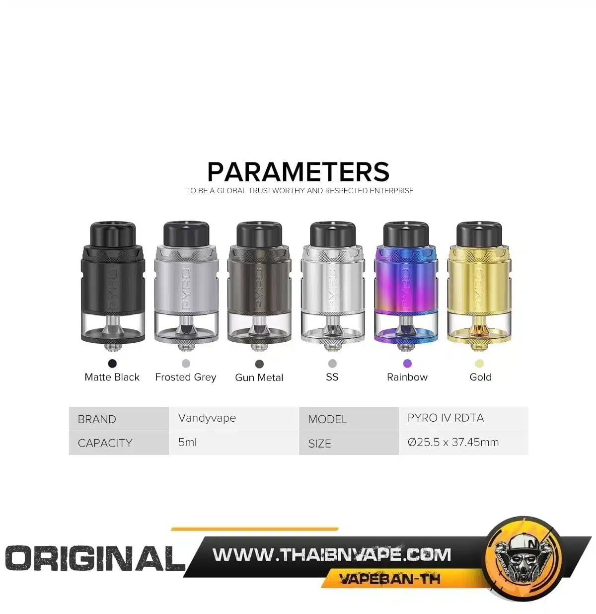 VANDY VAPE PYRO V4 RDTA 25.5MM - VAPE-TH อะตอมแท้ ราคาพิเศษ