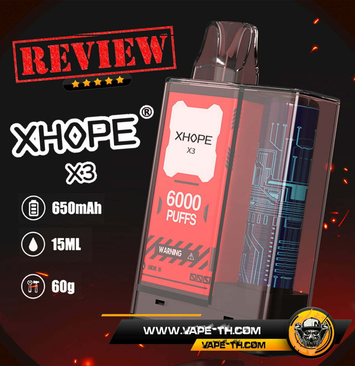 รีวิว XHOPE X3 6000 PUFFS - VAPE-TH รีวิวพอตน่าใช้ พลาดไม่ได้แล้ว ไปดูกันเลย