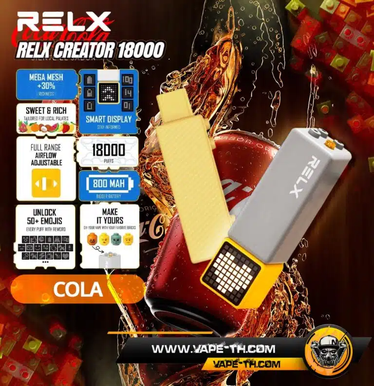 Relx Creator 18K 18000 KIT พอตใช้แล้วทิ้ง เปลี่ยนหัวได้ Relx แท้ 18k คำ