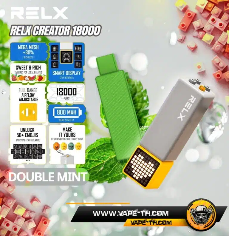 Relx Creator 18K 18000 KIT พอตใช้แล้วทิ้ง เปลี่ยนหัวได้ Relx แท้ 18k คำ