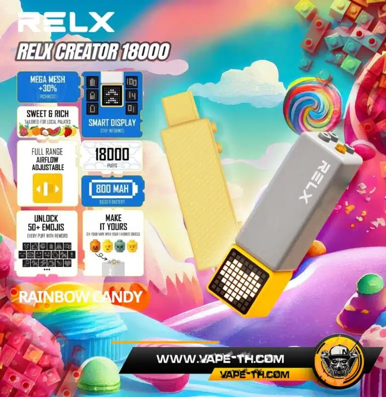 Relx Creator 18K 18000 KIT พอตใช้แล้วทิ้ง เปลี่ยนหัวได้ Relx แท้ 18k คำ